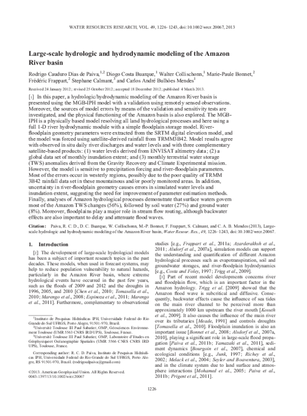 Pdf Large Scale Hydrologic And Hydrodynamic Modeling Using Limited Data And A Gis Based Approach