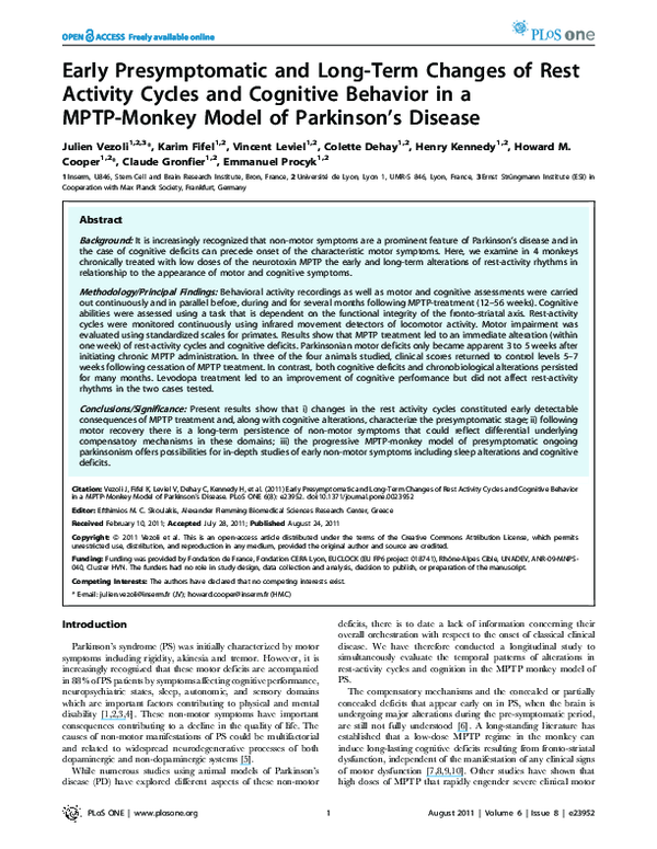 (PDF) Early Presymptomatic and Long-Term Changes of Rest Activity ...