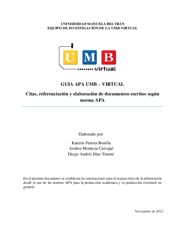 (PDF) UNIVERSIDAD MANUELA BELTRÁN EQUIPO DE INVESTIGACIÓN DE LA UMB ...