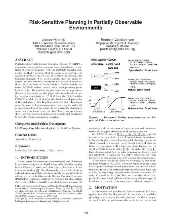 (PDF) Risk-Sensitive Planning in Partially Observable