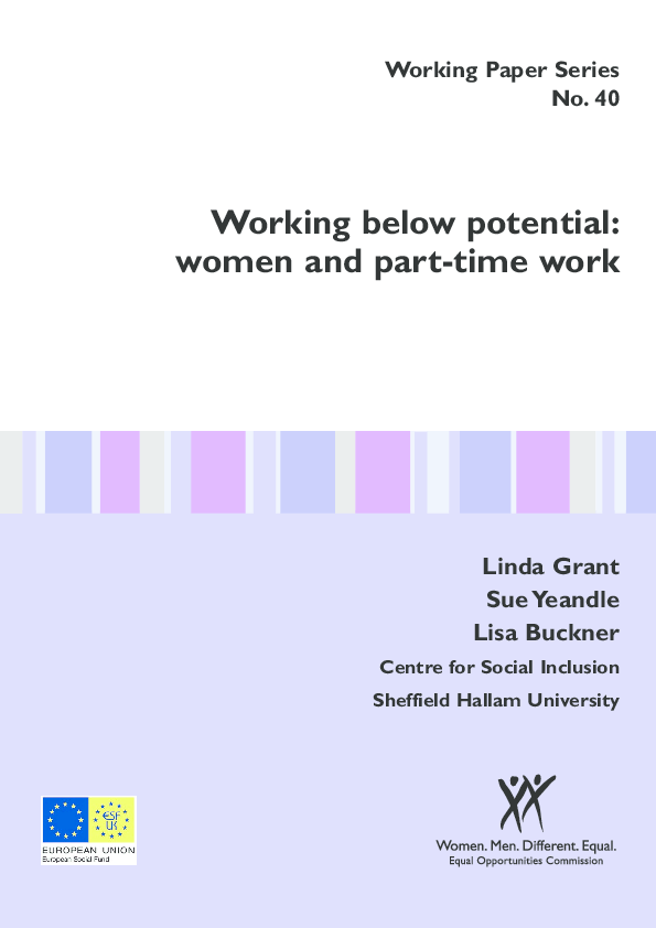 (PDF) Working below potential: women and part-time work