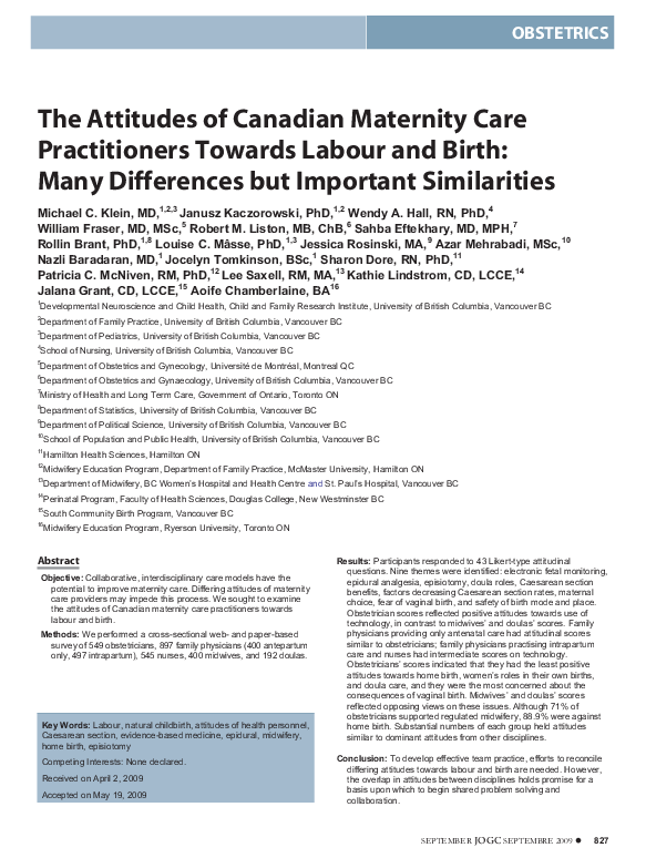 (PDF) The attitudes of Canadian maternity care practitioners towards ...