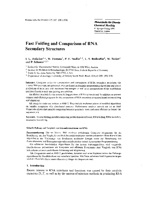 (PDF) Fast folding and comparison of RNA secondary structures