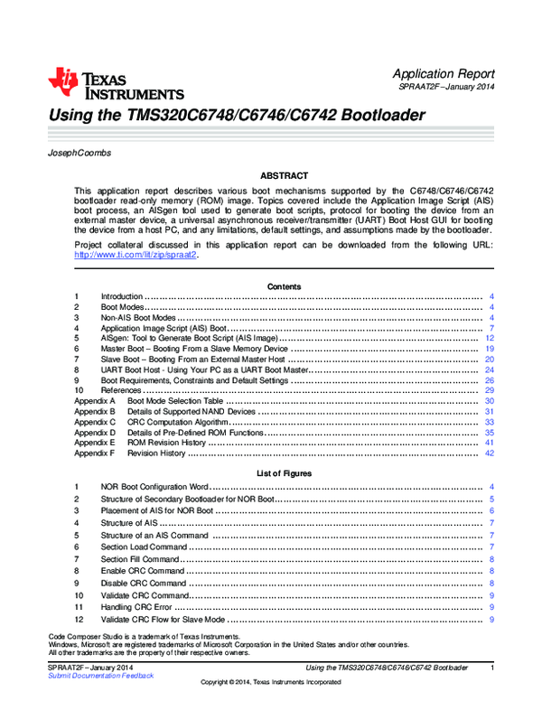 (PDF) Using the TMS320C6748/C6746/C6742 Bootloader
