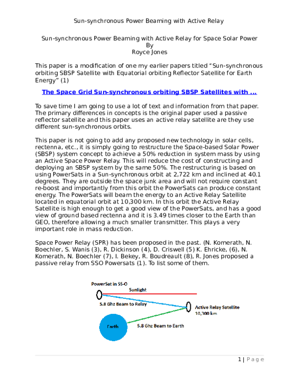 (DOC) Sun-synchronous Power Beaming with Active Relay for Space Solar Power