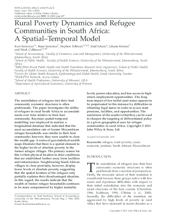 (PDF) Rural Poverty Dynamics and Refugee Communities in South Africa: A ...