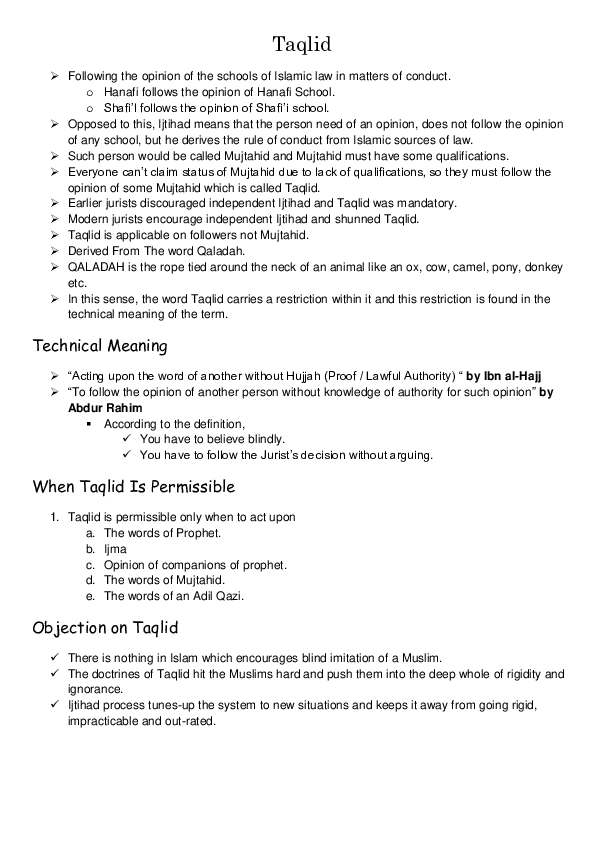 (PDF) Taqlid