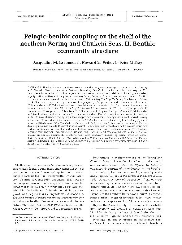 (PDF) Pelagic-benthic coupling on the shelf of the northern Bering and ...