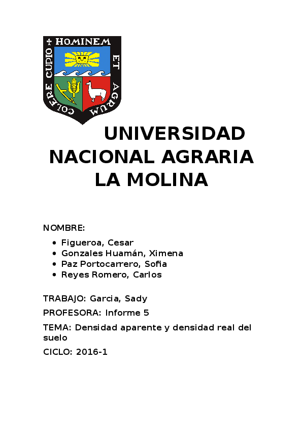 (DOC) UNIVERSIDAD NACIONAL AGRARIA LA MOLINA NOMBRE