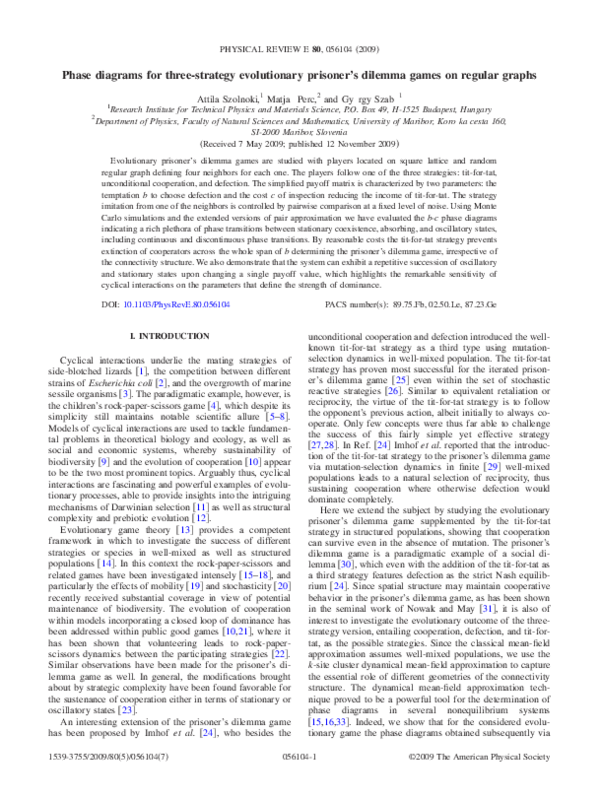 (PDF) Phase diagrams for three-strategy evolutionary prisoner’s dilemma ...