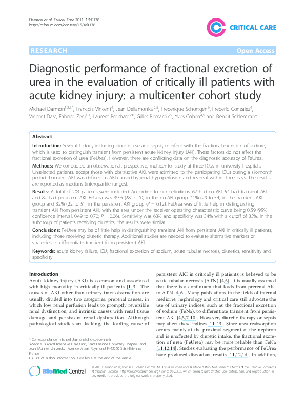 (PDF) Diagnostic performance of fractional excretion of urea in the ...