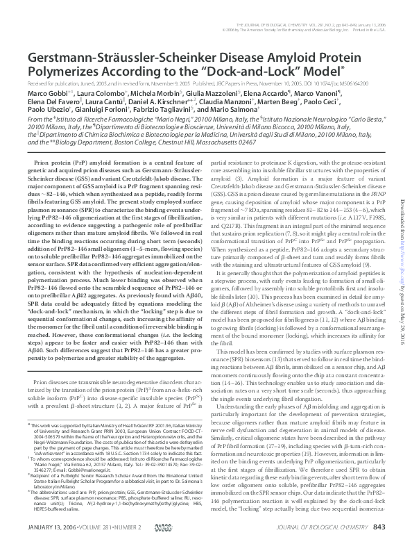 (PDF) Gerstmann-Straussler-Scheinker Disease Amyloid Protein ...