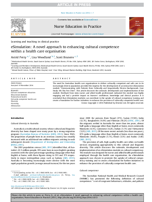 (PDF) eSimulation: A novel approach to enhancing cultural competence ...