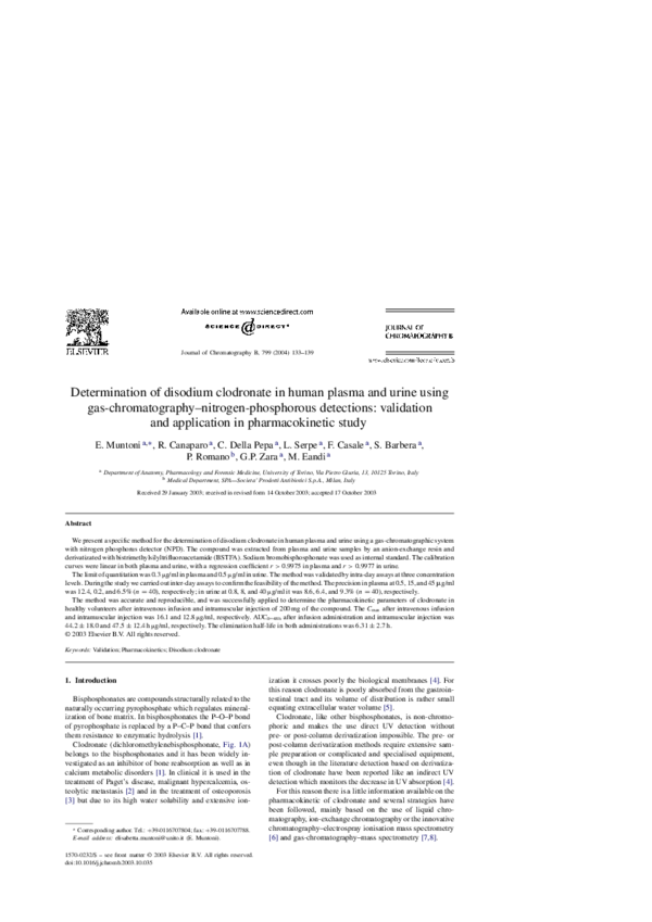 (PDF) Determination of disodium clodronate in human plasma and urine ...