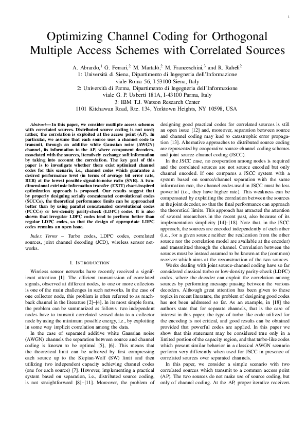 (PDF) Optimizing channel coding for orthogonal multiple access schemes with correlated sources