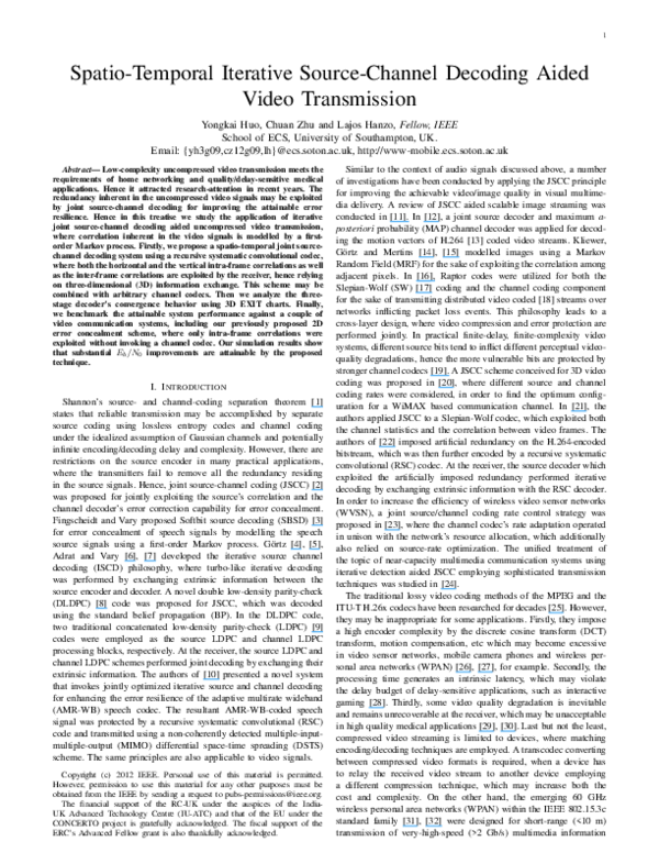 (PDF) Spatio-temporal iterative source–channel decoding aided video transmission