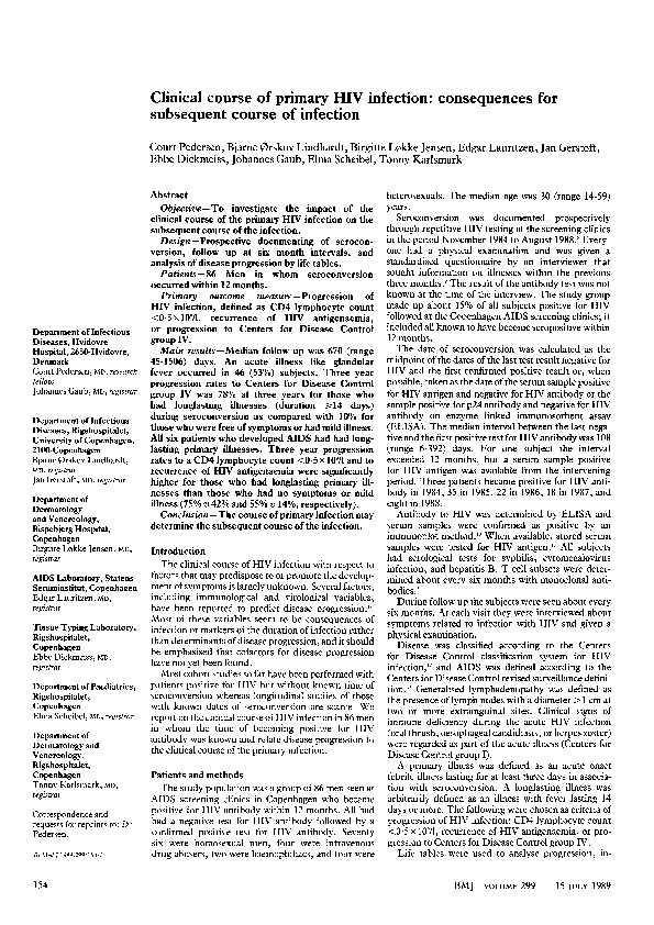 (PDF) Clinical course of primary HIV infection: consequences for ...