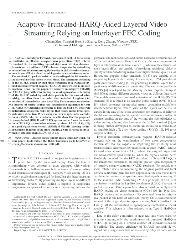 Pdf Adaptive Truncated Harq Aided Layered Video Streaming Relying On