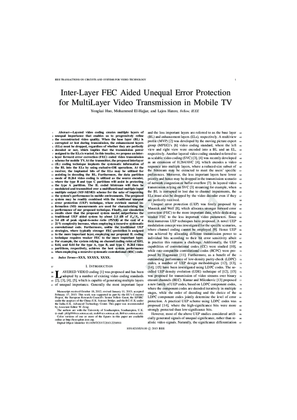 Pdf Inter Layer Fec Aided Unequal Error Protection For Multilayer