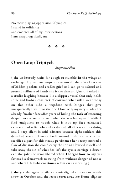 (PDF) "Open Loop Triptych," "because these lines are" poetry from The ...