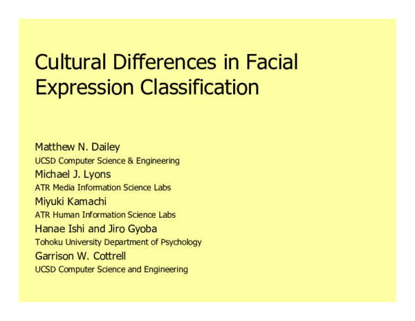 (PDF) Cultural differences in facial expression classification