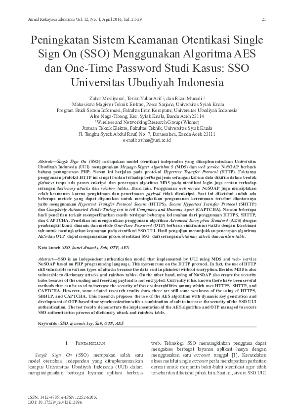 (PDF) Peningkatan Sistem Keamanan Otentikasi Single Sign On (SSO ...