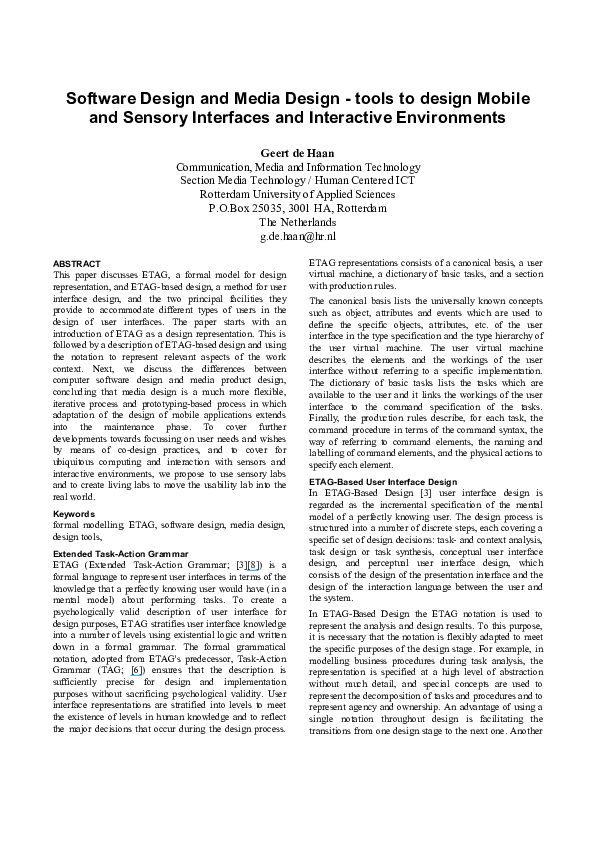 (PDF) Software Design and Media Design - Tools to Design Mobile and Sensory Interfaces and ...