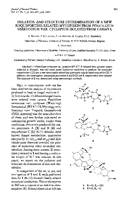(PDF) Isolation and Structure Determination of a New Roquefortine ...