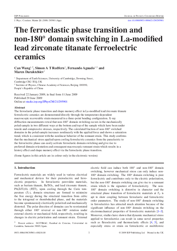 (PDF) The ferroelastic phase transition and non- 180° domain switching in La-modified lead ...