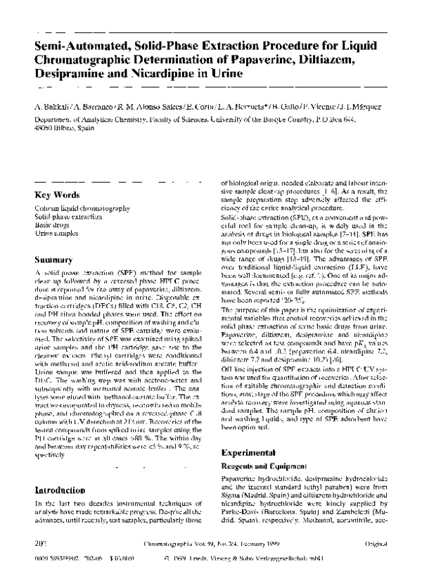 (PDF) Semi-automated, solid-phase extraction procedure for liquid chromatographic determination ...