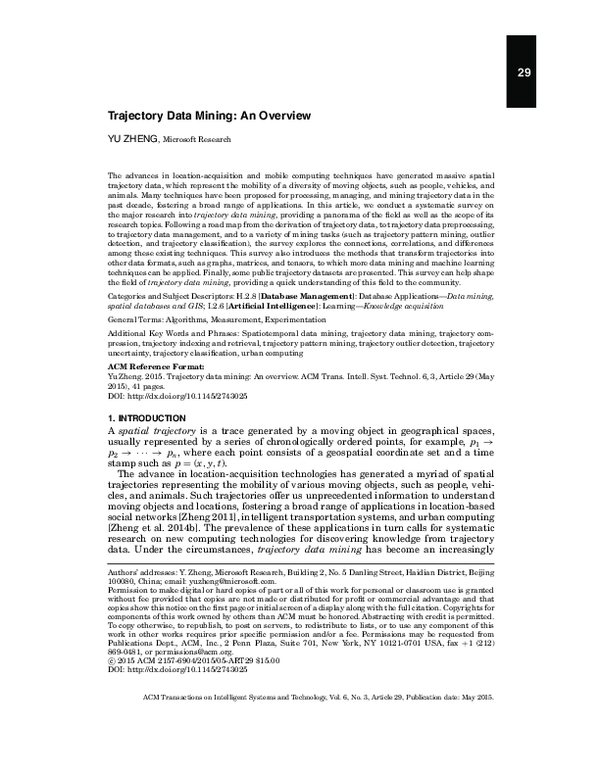 (PDF) Trajectory Data Mining: An Overview