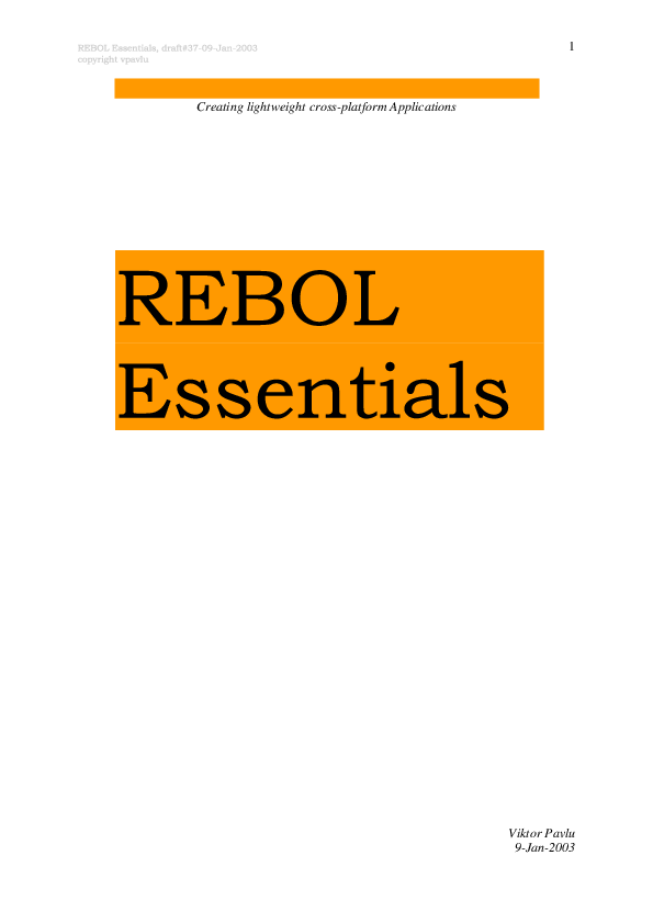 (PDF) Rebol tutorial (PDF) Rebol tutorial