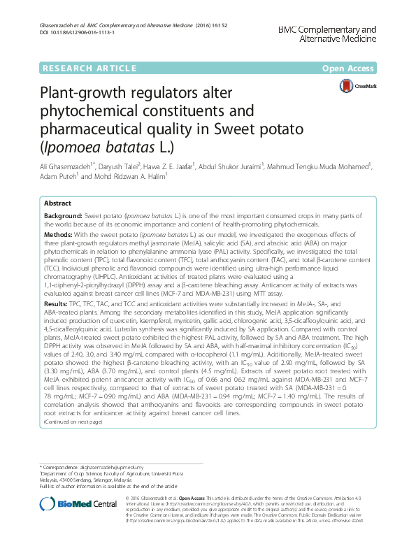 (PDF) Plant-growth regulators alter phytochemical constituents and pharmaceutical quality in ...