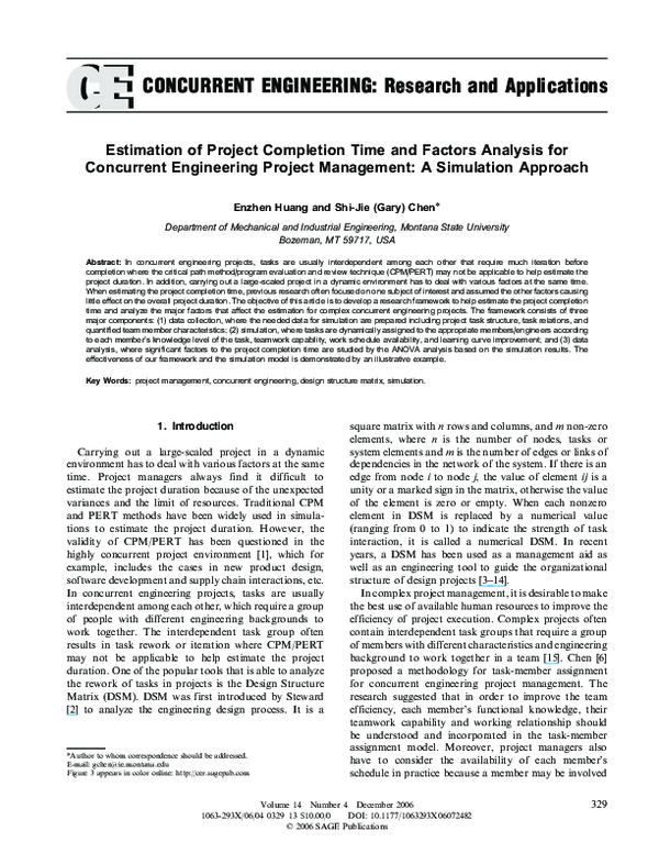 (PDF) Estimation of Project Completion Time and Factors Analysis for ...