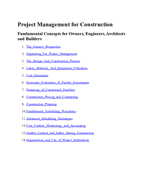 (DOC) Project Management for Construction Fundamental Concepts for ...