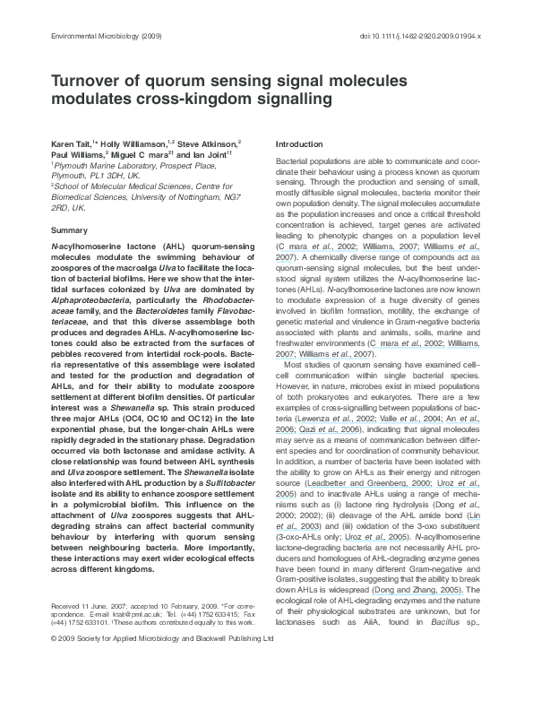 (PDF) Turnover of quorum sensing signal molecules modulates cross ...