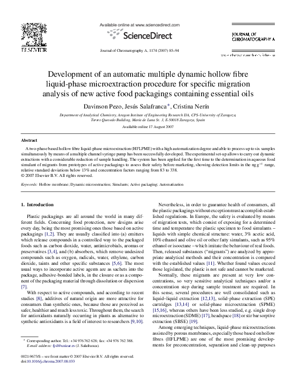 (PDF) Development of an automatic multiple dynamic hollow fibre liquid ...