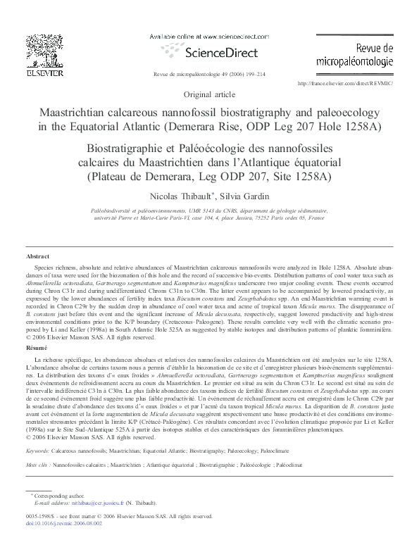 (PDF) Maastrichtian calcareous nannofossil biostratigraphy and ...