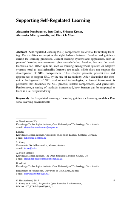 (PDF) Supporting Self-Regulated Learning