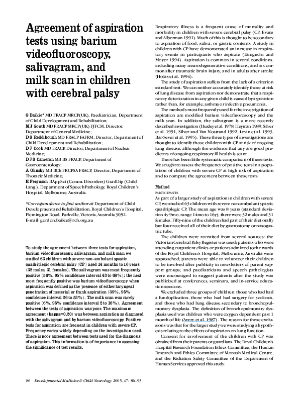 (PDF) Agreement of aspiration tests using barium videofluoroscopy ...
