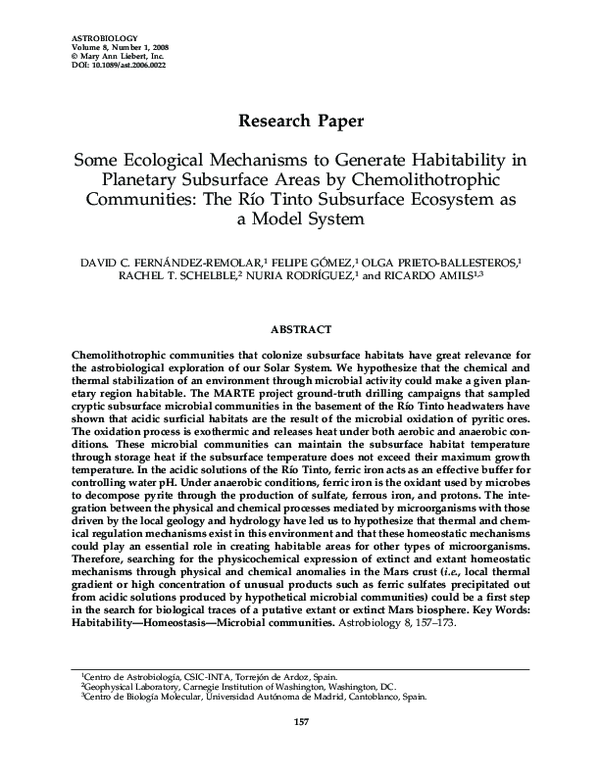 (PDF) Some Ecological Mechanisms to Generate Habitability in Planetary ...