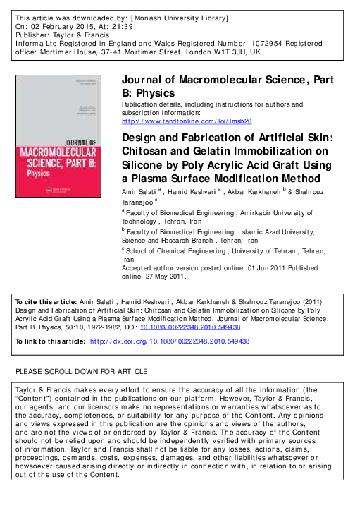 (PDF) Design and Fabrication of Artificial Skin: Chitosan and Gelatin ...