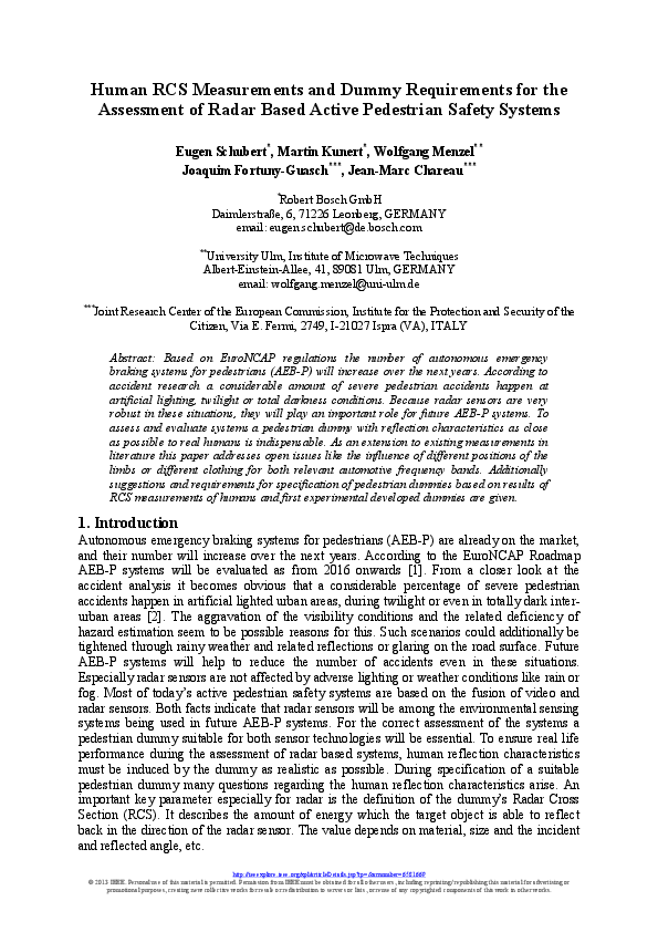 (PDF) Human RCS measurements and dummy requirements for the assessment ...
