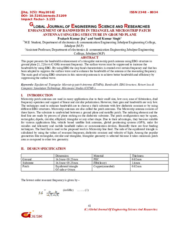 Enhancement Of Bandwidth In Triangular Microstrip Patch Antenna Using