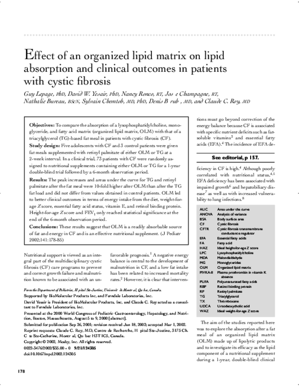 (PDF) Effect of an organized lipid matrix on lipid absorption and ...