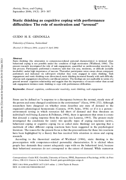 (PDF) Static thinking as cognitive coping with performance difficulties ...