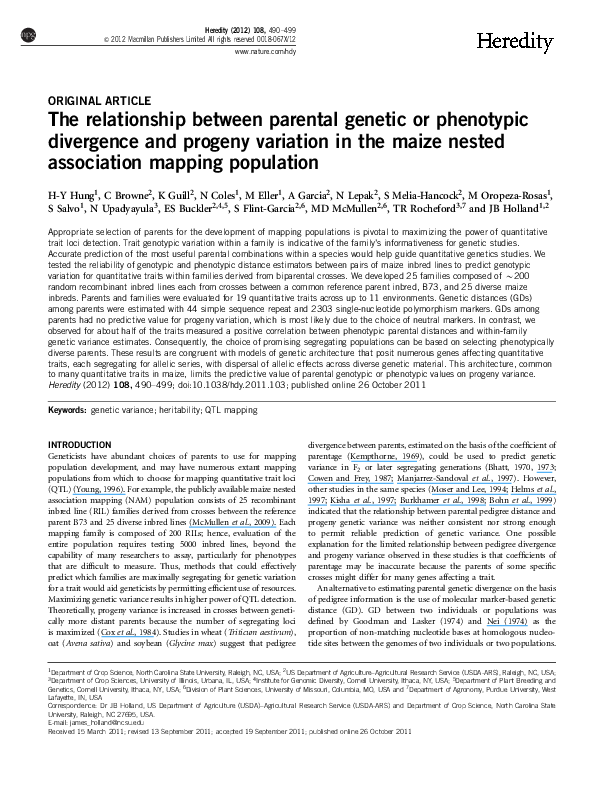 (PDF) The relationship between parental genetic or phenotypic ...