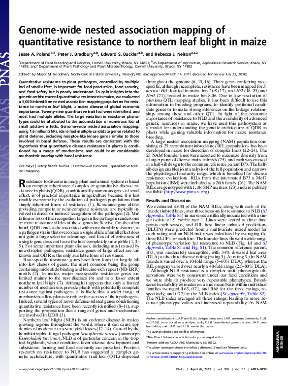 (PDF) Genome-wide nested association mapping of quantitative resistance ...