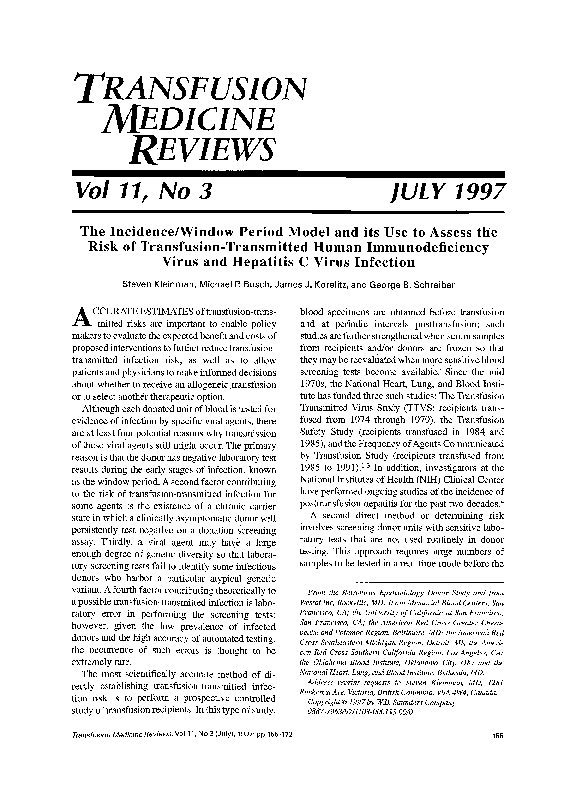 (PDF) The incidence/window period model and its use to assess the risk ...