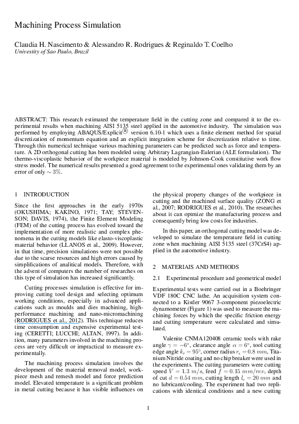 (PDF) Machining process simulation